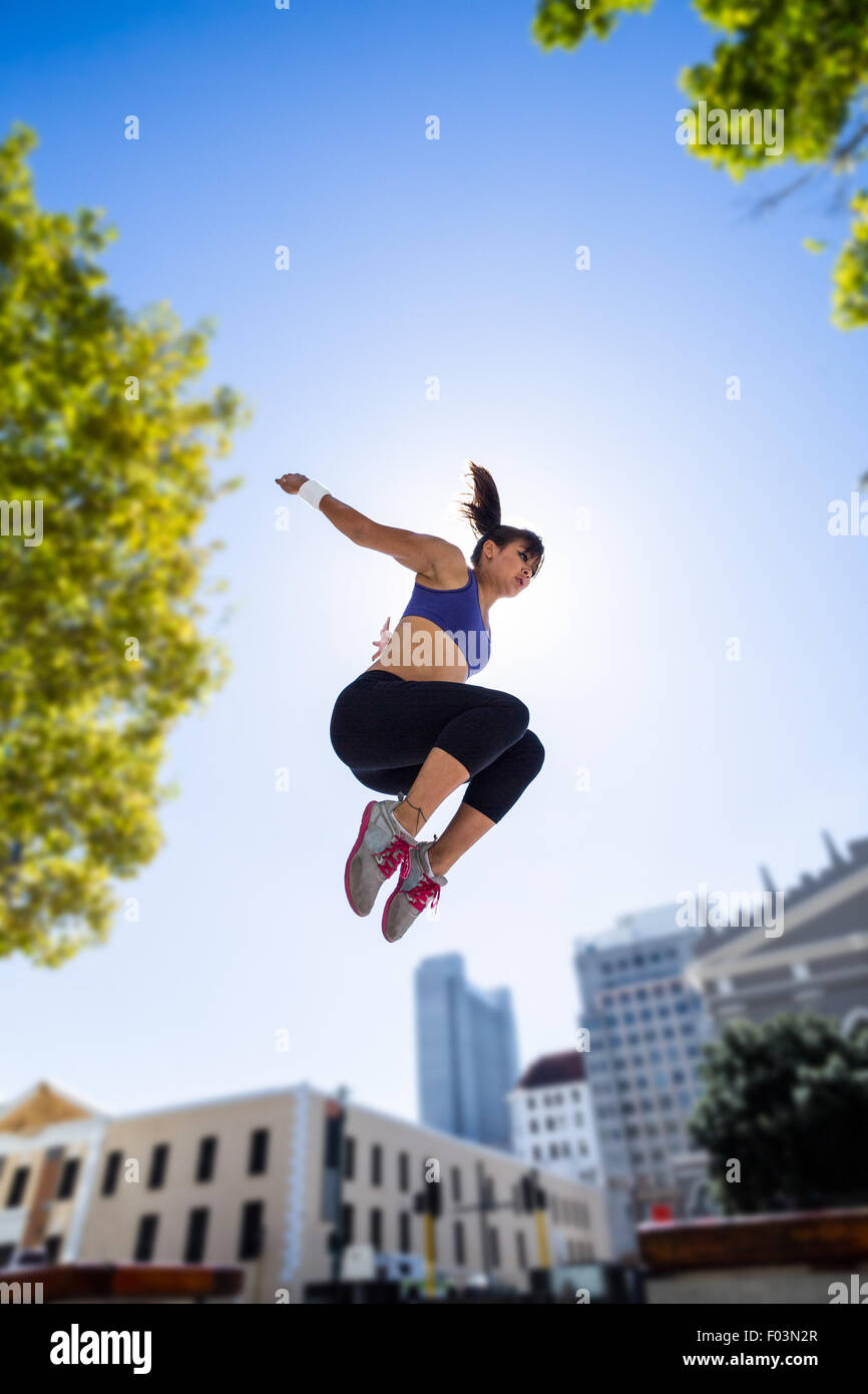 Stunt woman jumping hi-res stock photography and images - Alamy