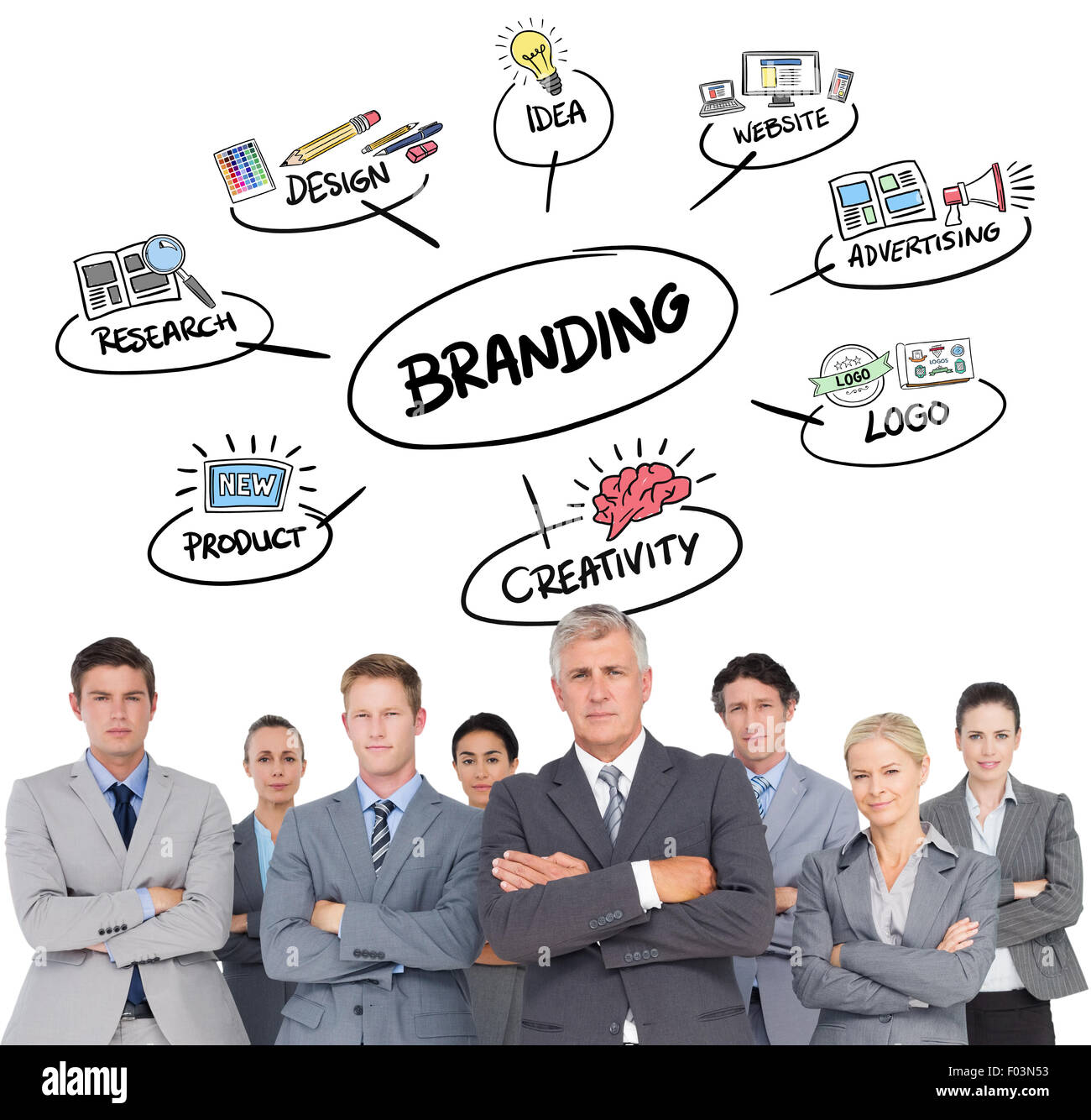Composite image of business team standing arms crossed Stock Photo - Alamy