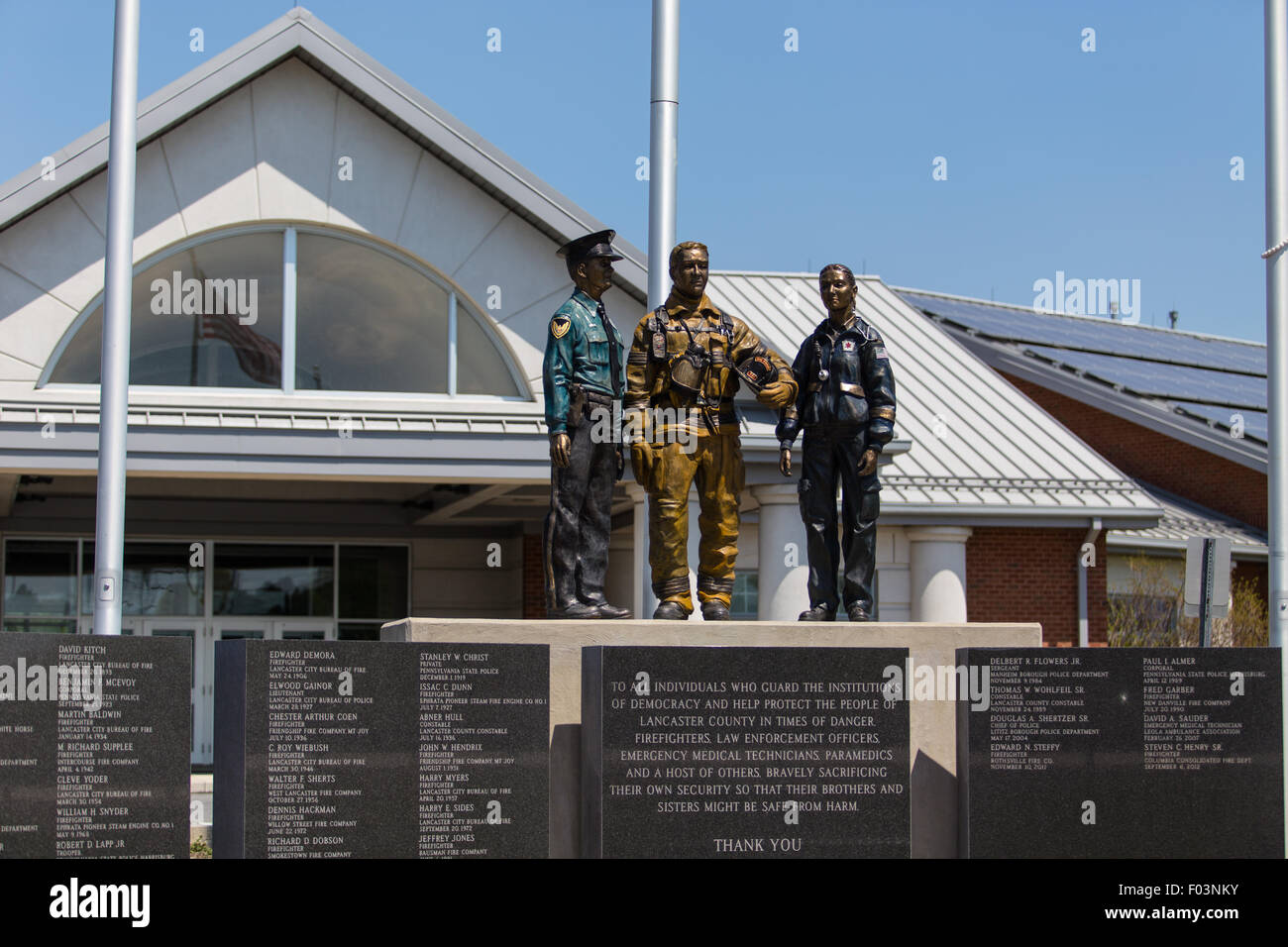 The Police, Firefighters, and paramedic memorial at the Lancaster ...