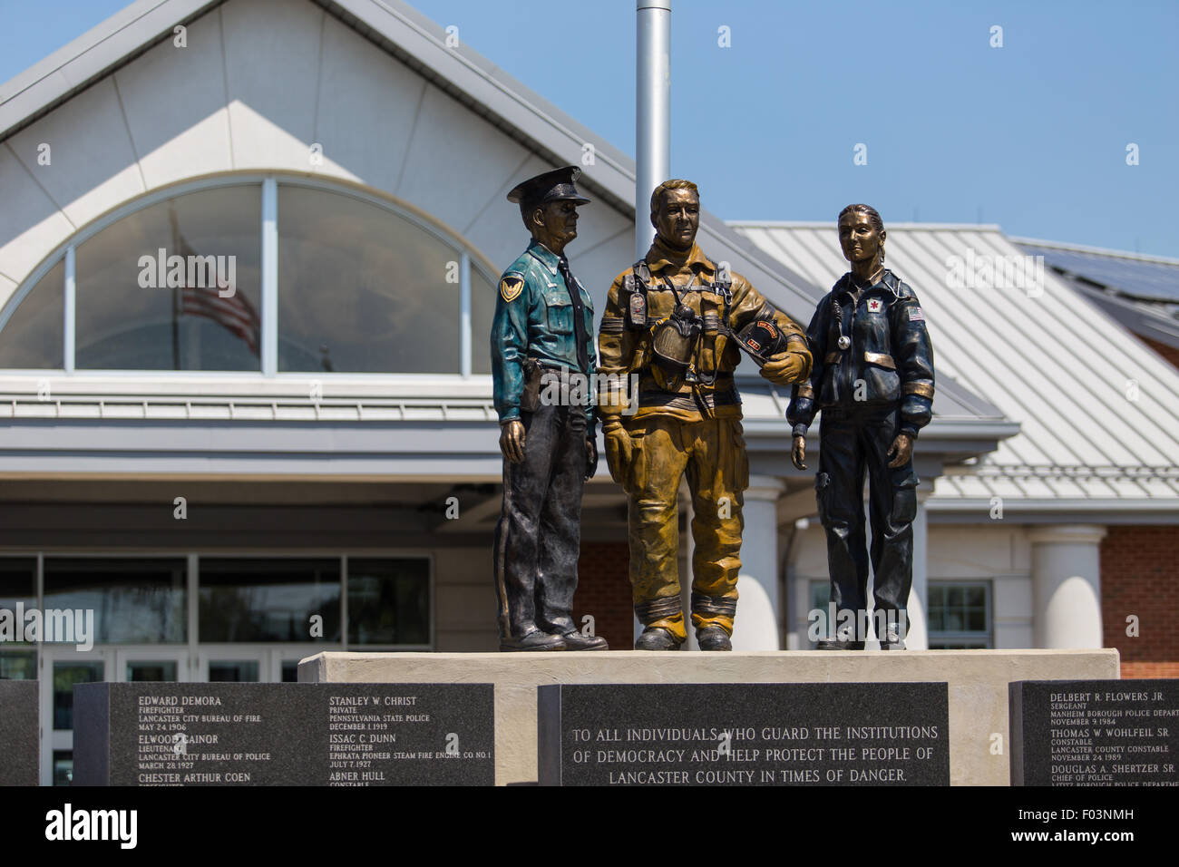 The Police, Firefighters, and paramedic memorial at the Lancaster ...
