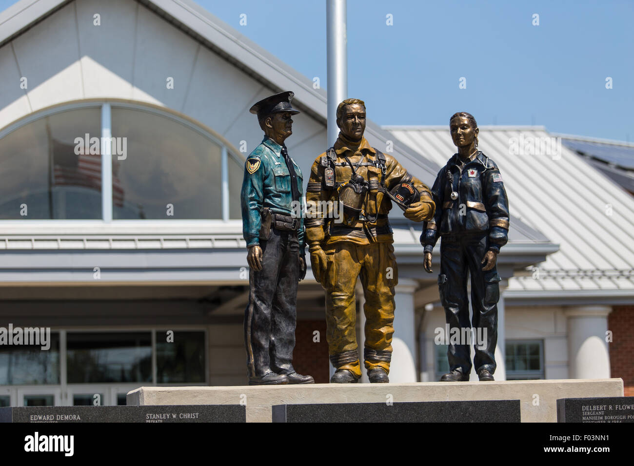 The Police, Firefighters, and paramedic memorial at the Lancaster ...