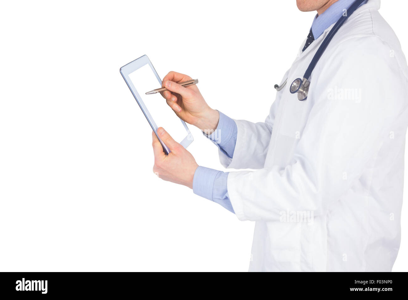 Doctor scrolling on a digital tablet Stock Photo - Alamy