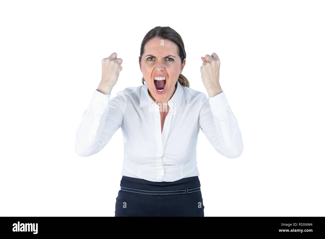 Angry yelling businesswoman Stock Photo - Alamy