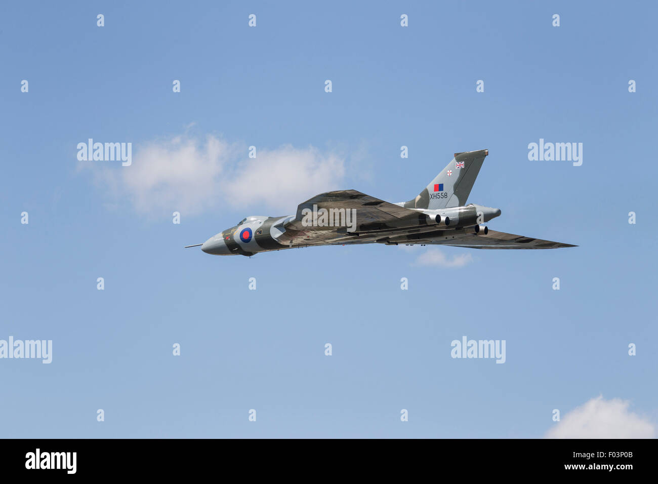 Preserved Avro Vulcan cold war V-bomber flying at the 2015 Royal ...