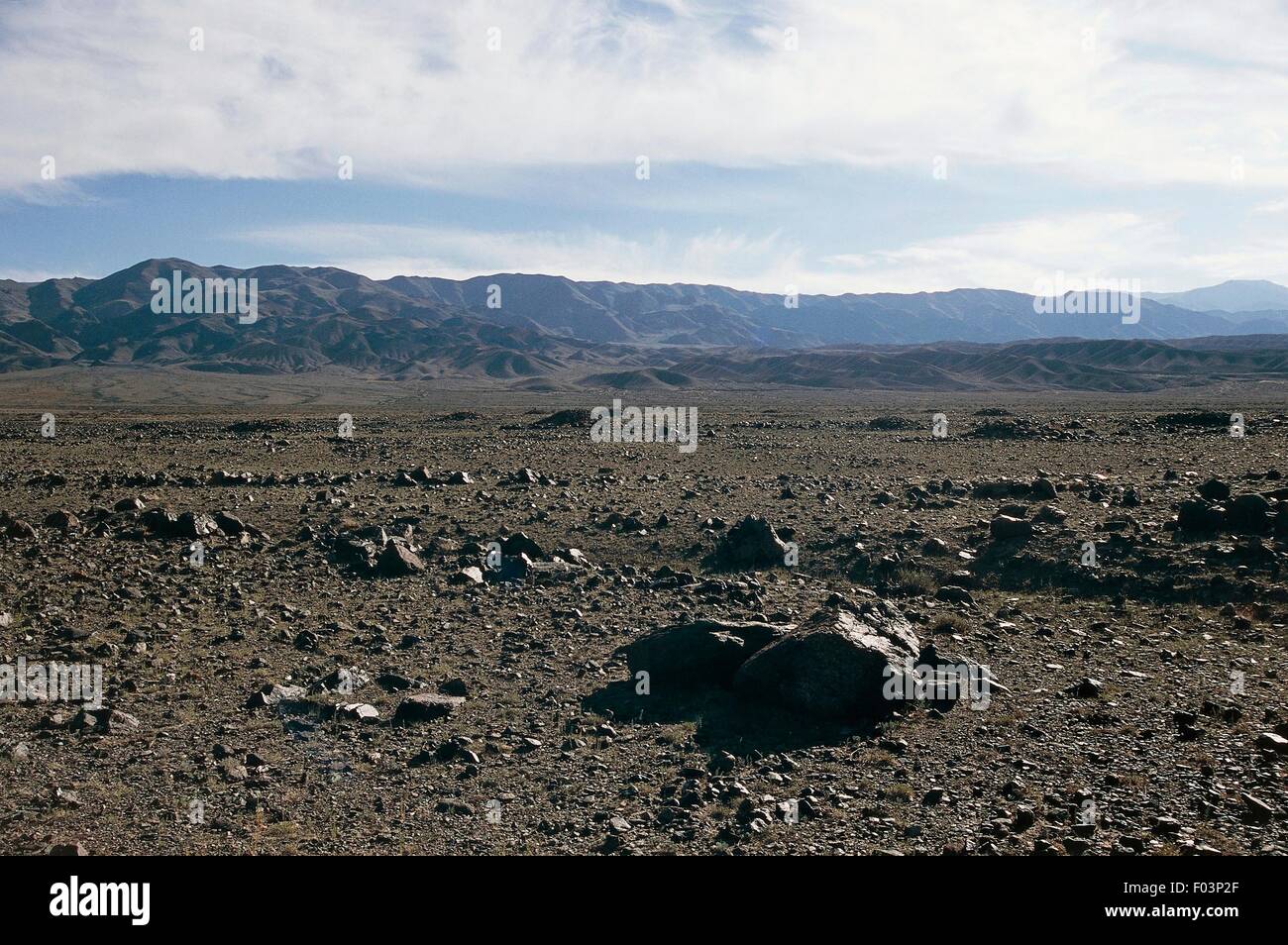 Unna necropolis (Xiongnu), Lake Orog Nuur district, Gobi Desert, with ...