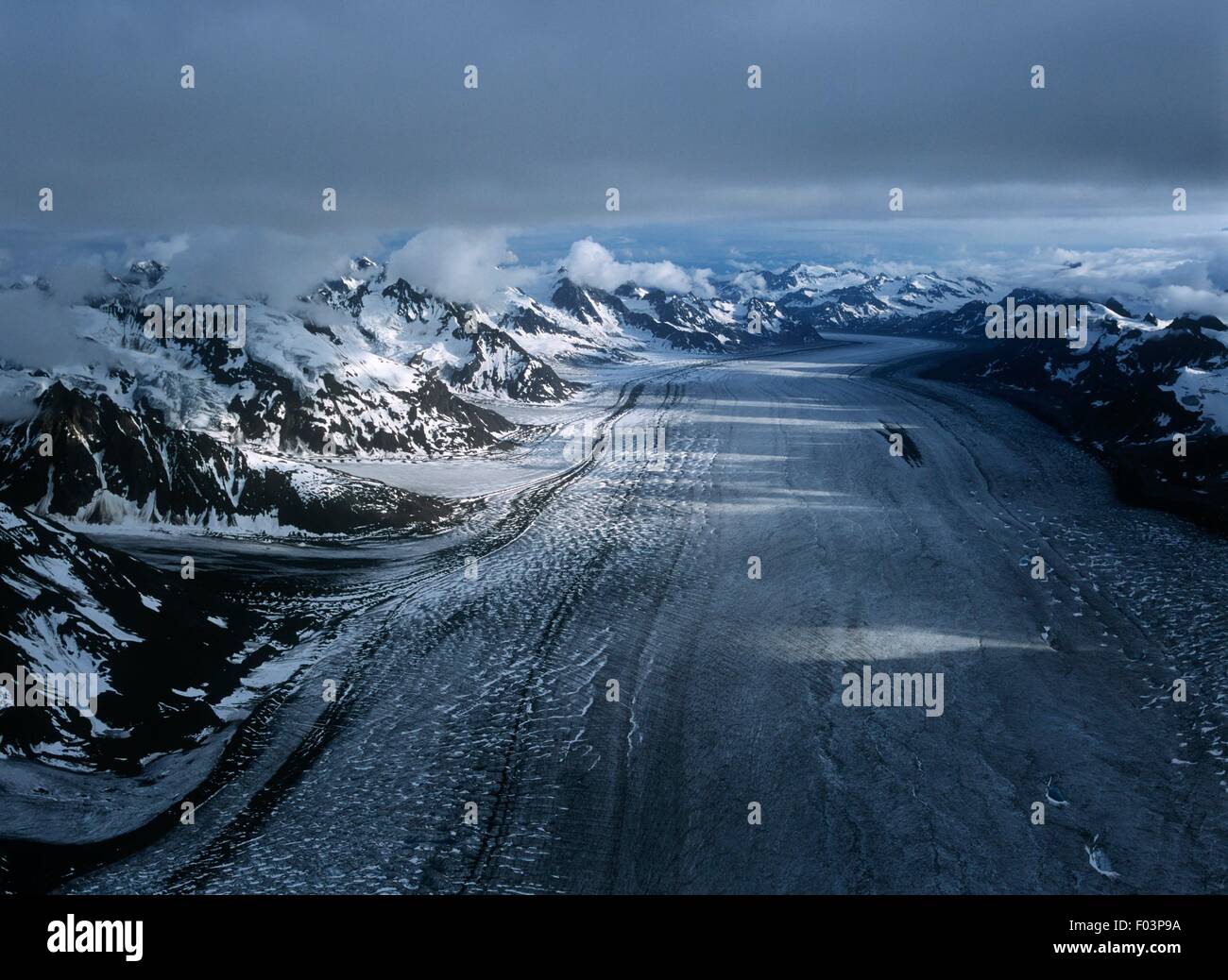 USA, Alaska, Denali National Park, glacier at Mount McKinley Stock ...
