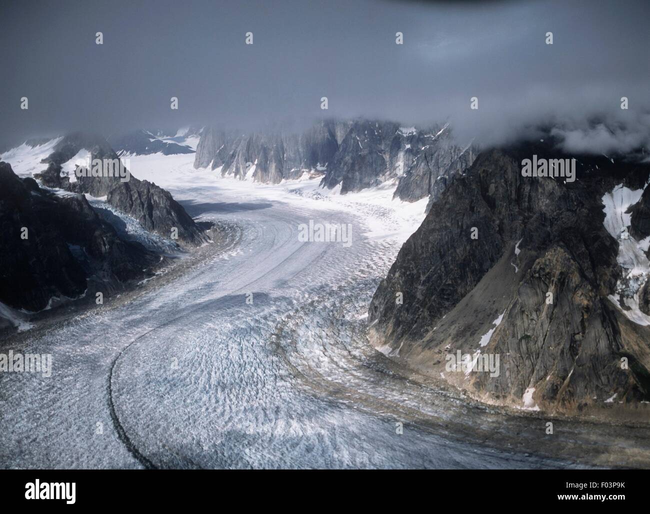 USA, Alaska, Denali National Park, glacier at Mount McKinley Stock ...