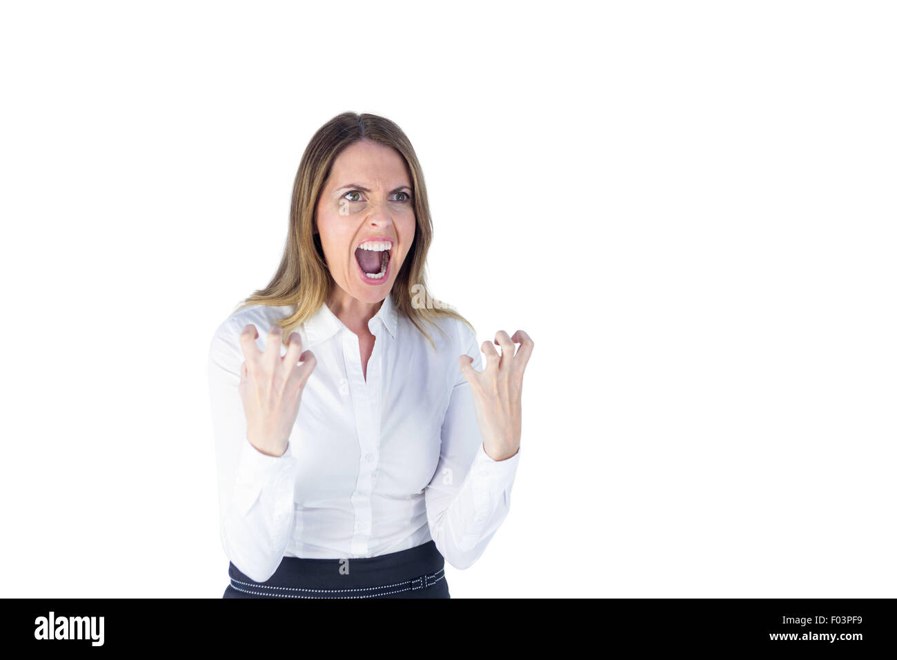 Angry yelling businesswoman Stock Photo - Alamy