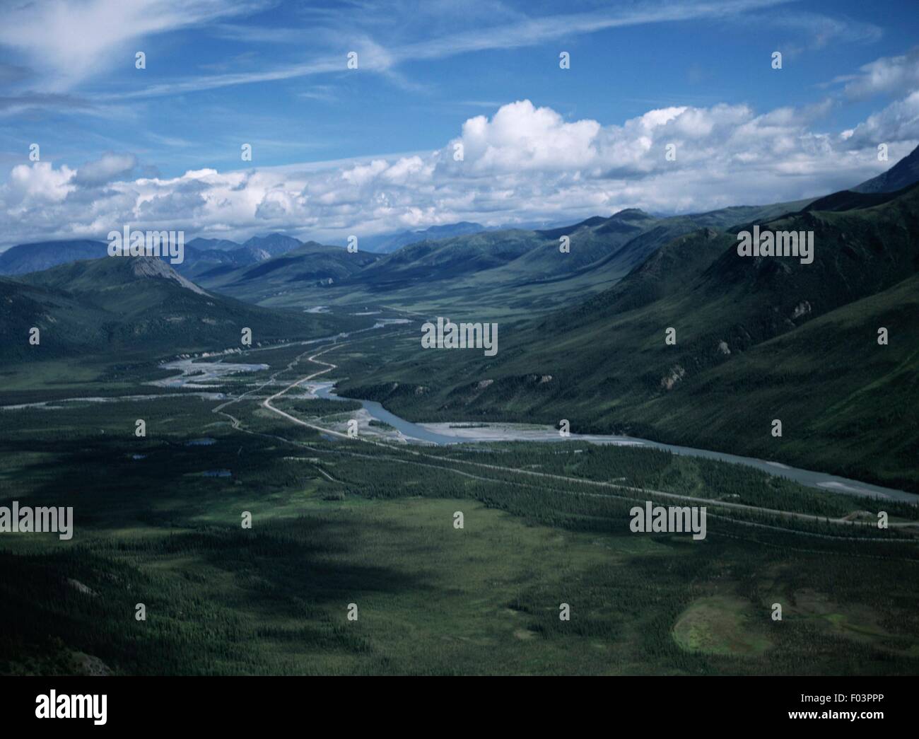 USA, Alaska, Gates of the Arctic National Park, river valley with ...