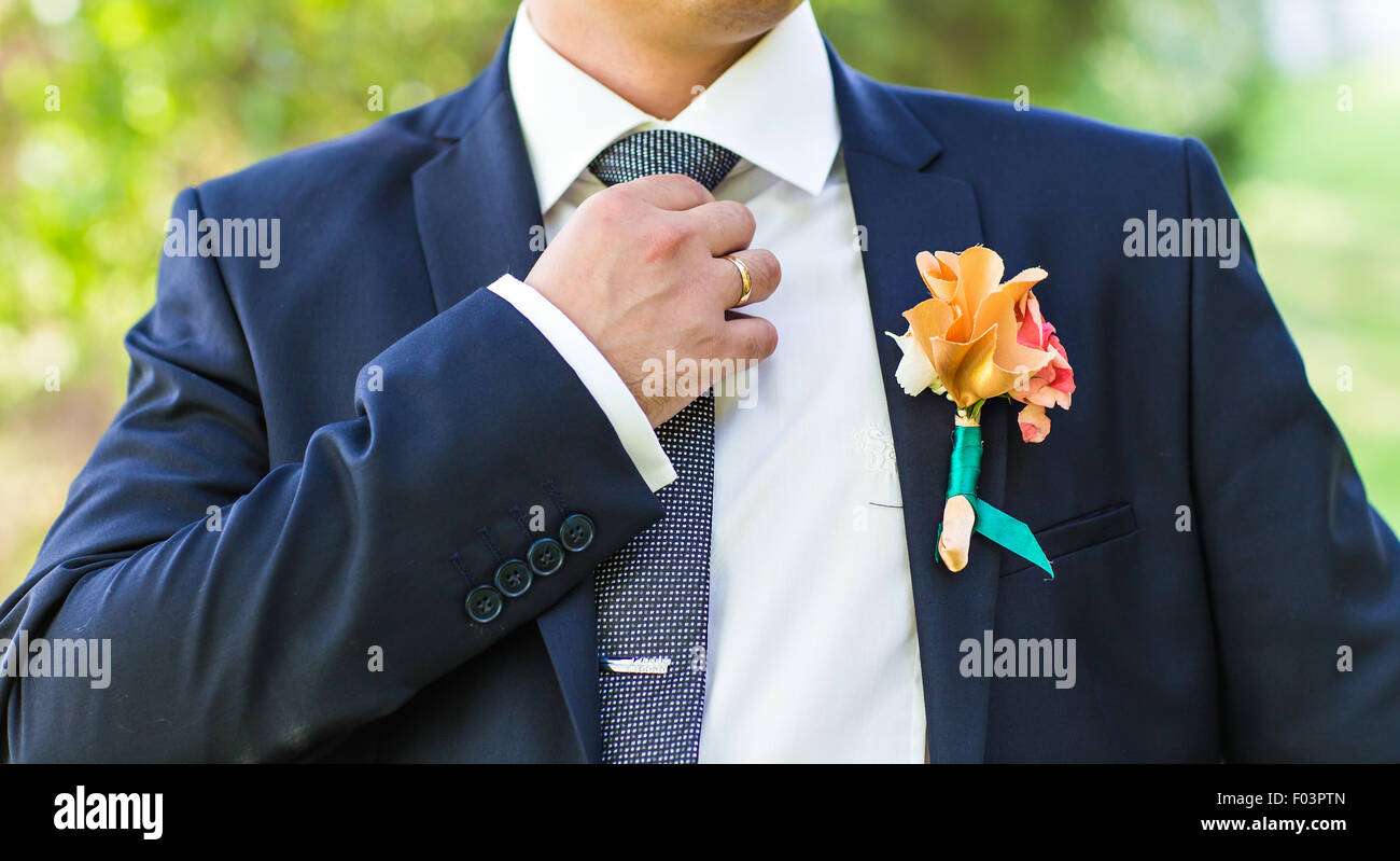 Handsome groom at wedding waiting for bride Stock Photo - Alamy