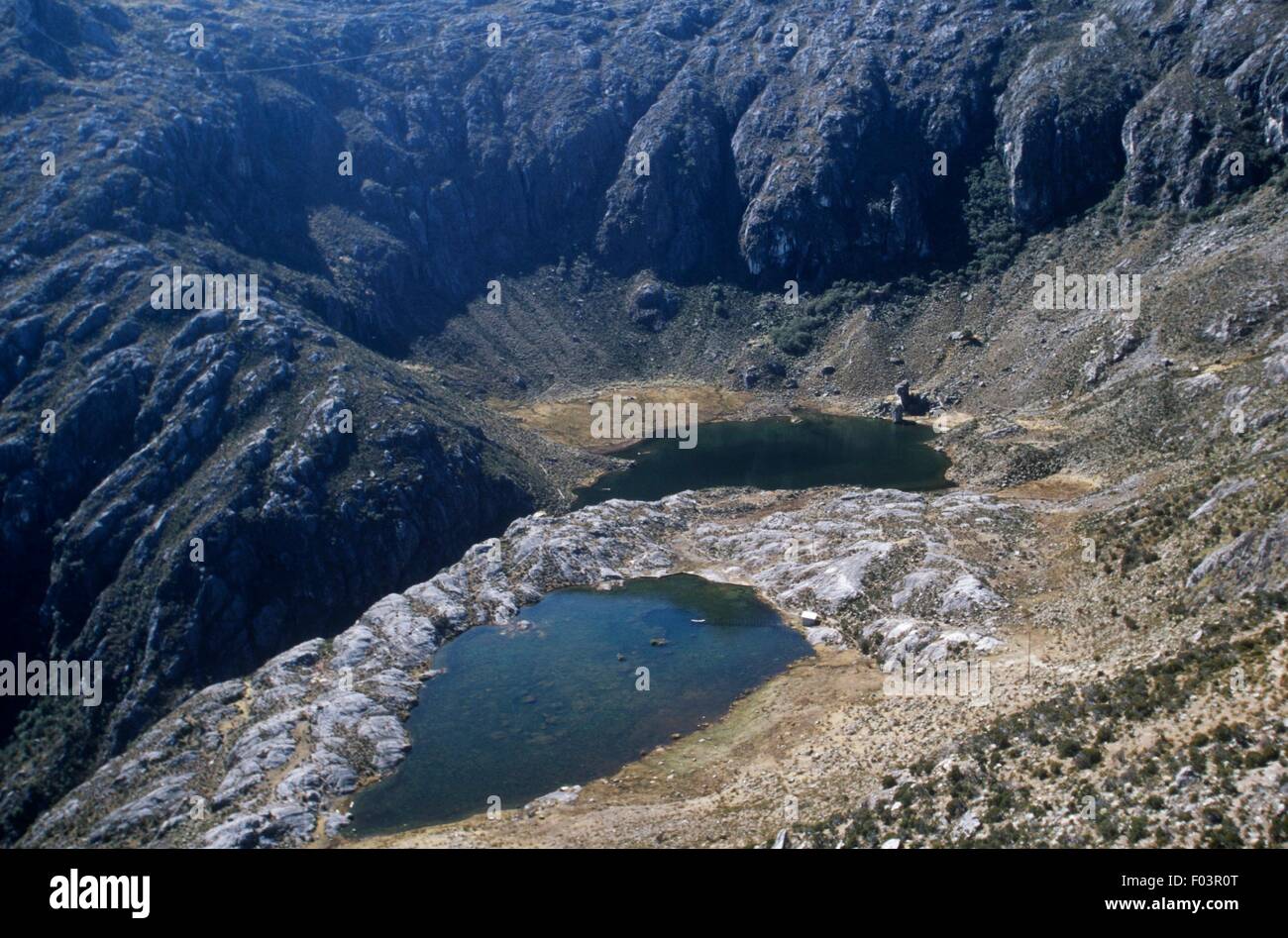 Venezuela, Merida, Sierra Nevada de Merida, two mountain lakes near ...
