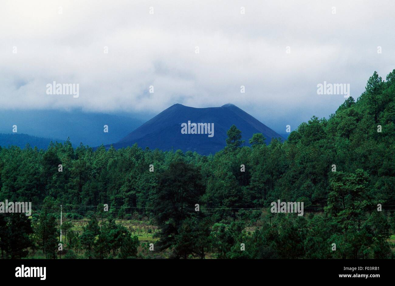 View of Paricutin, volcano in the Michoacan-Guanajuato volcanic field ...