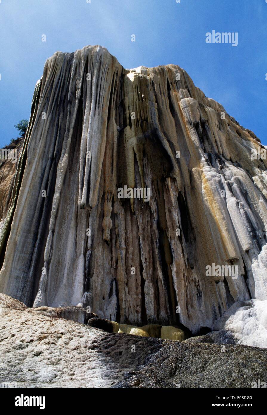 View of Hierve el Agua, petrified waterfall, limestone rock formations ...