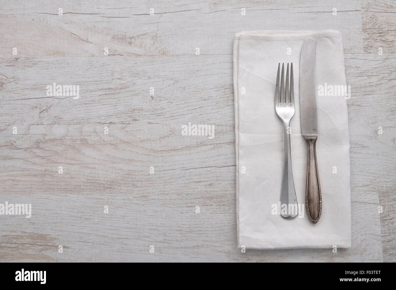 Old cutlery on cloth Stock Photo - Alamy