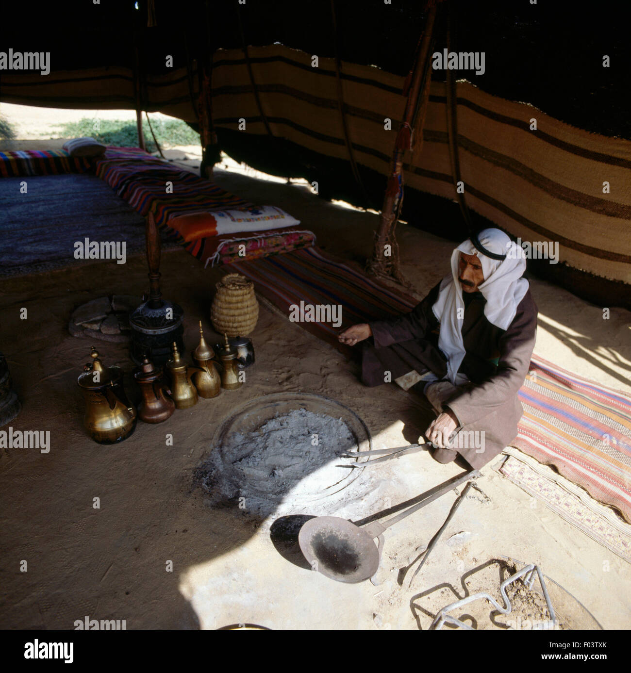 Man in a Bedouin tent in the Judean Desert, Israel Stock Photo - Alamy