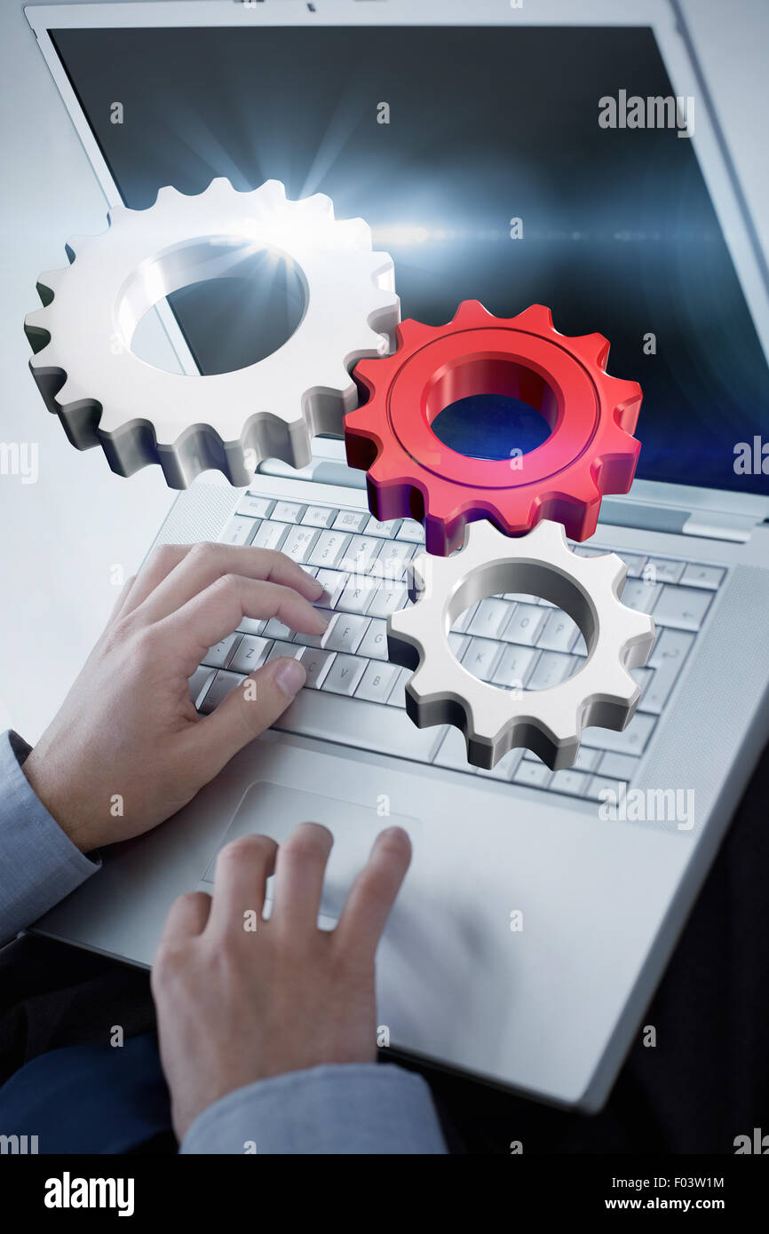 Cogs with hands hi-res stock photography and images - Alamy