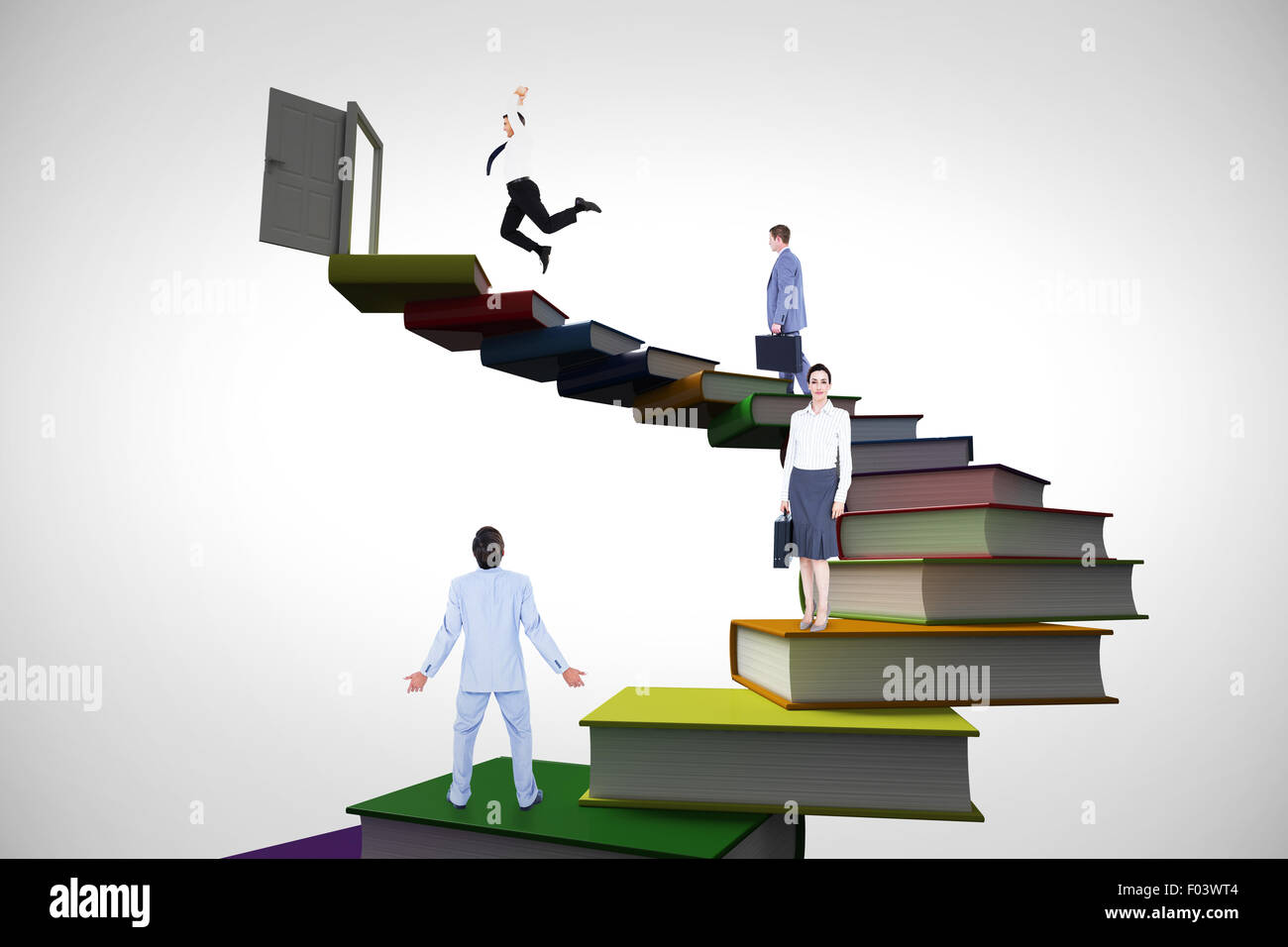 Excited businessman jumping holding hi-res stock photography and images ...