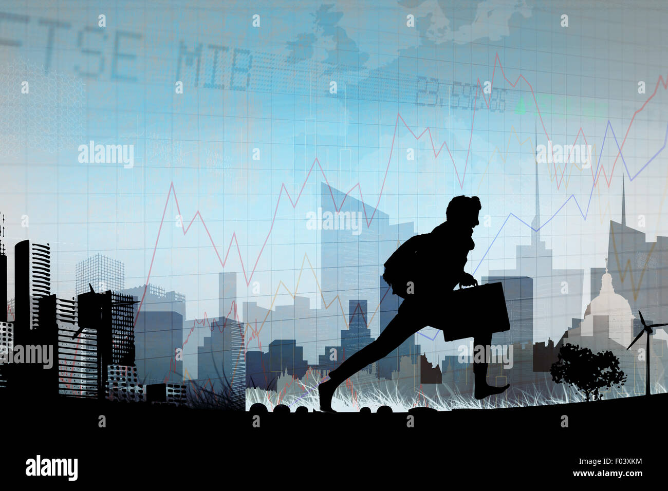 Composite image of businessman silhouette Stock Photo - Alamy