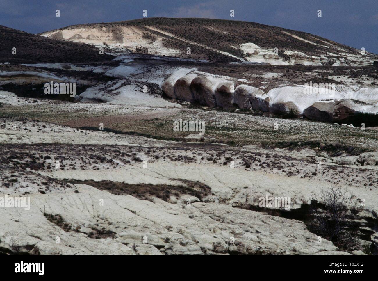 Landscape with the peculiar eroded volcanic tuff formations, Cappadocia ...