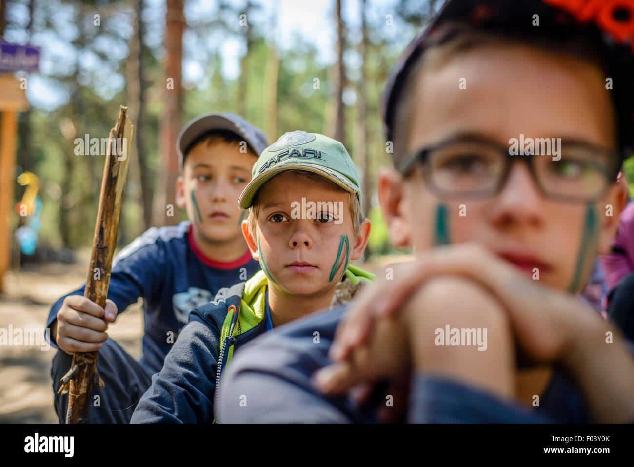 Scouts playing hide-and-seek "Cunning Fox" game in Ukrainian scout ...