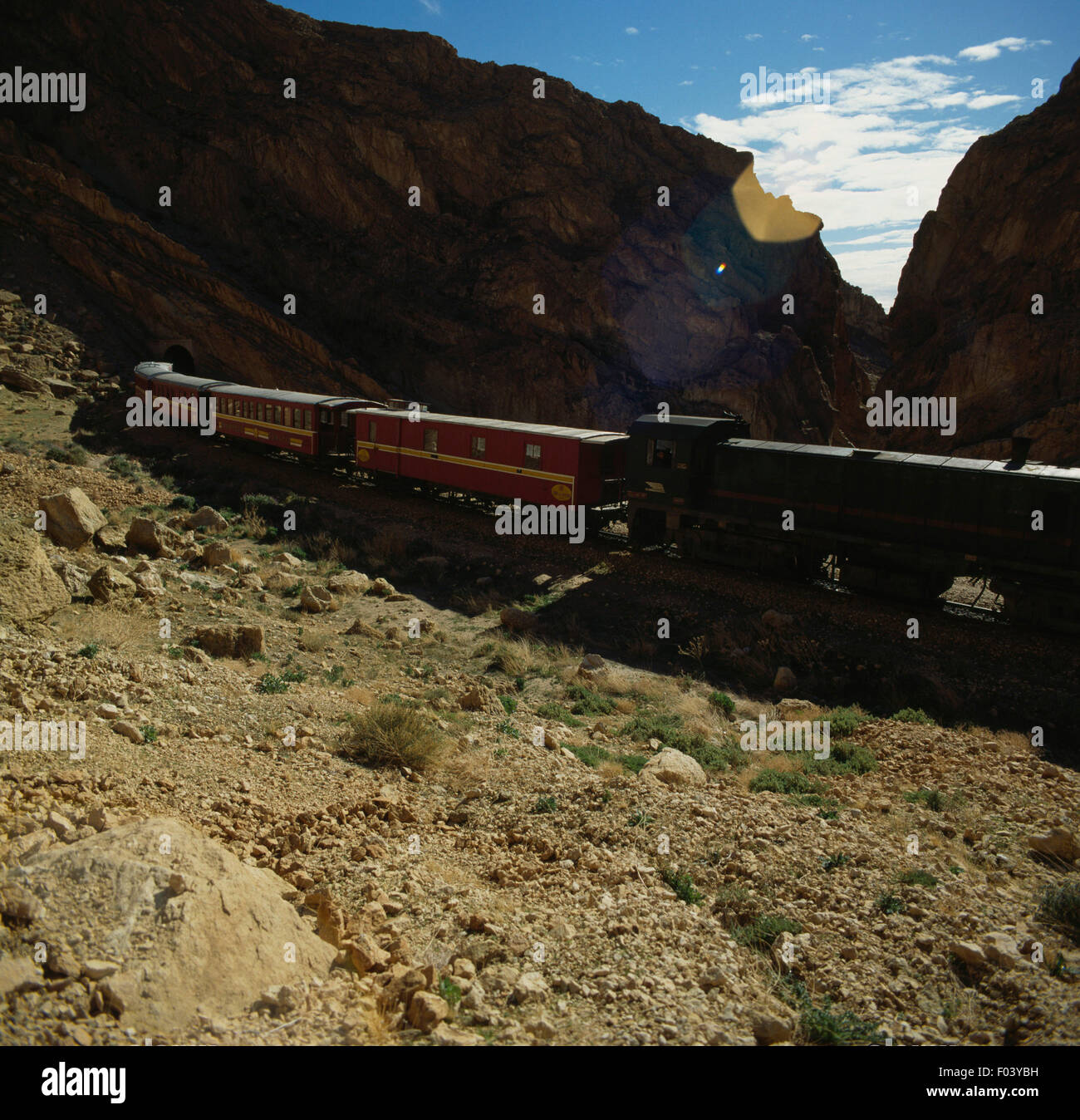 The Lezard rouge (Red Lizard), touristic train leading to Selja Gorges ...