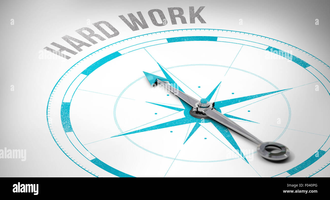 Hard work against compass Stock Photo - Alamy