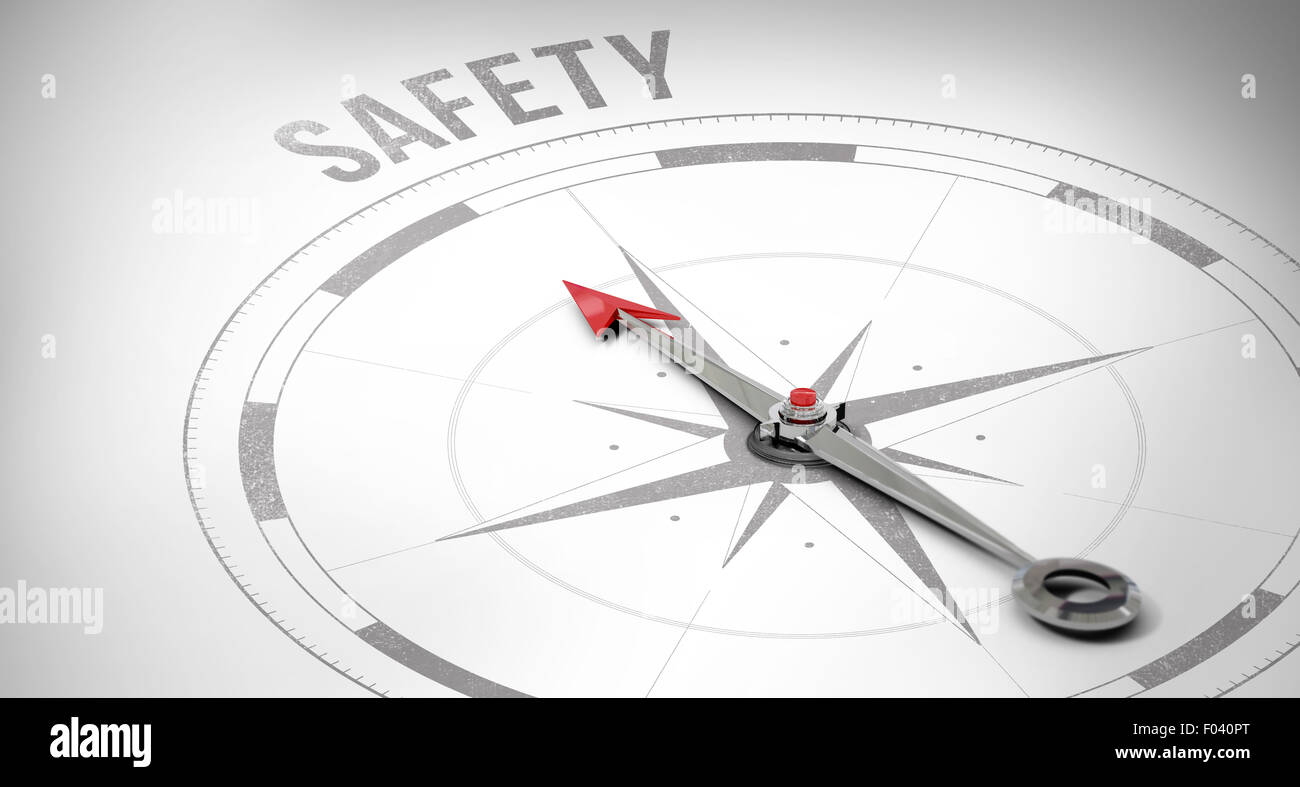 Safety against compass arrow Stock Photo - Alamy