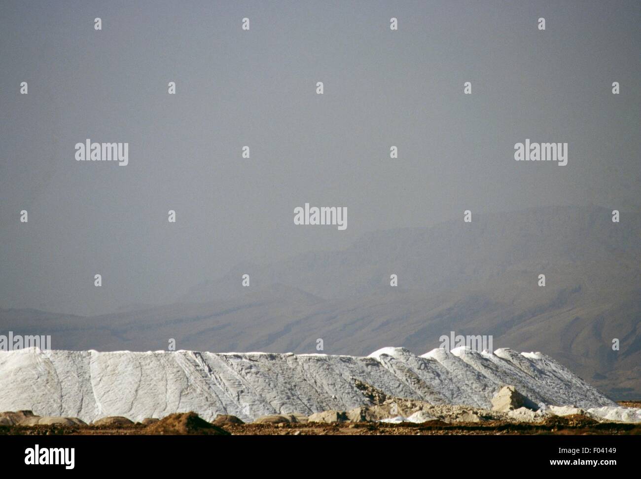 Salt piles near Bakhtegan Lake (Daryacheh-ye Bakhtegan), salt lake in ...