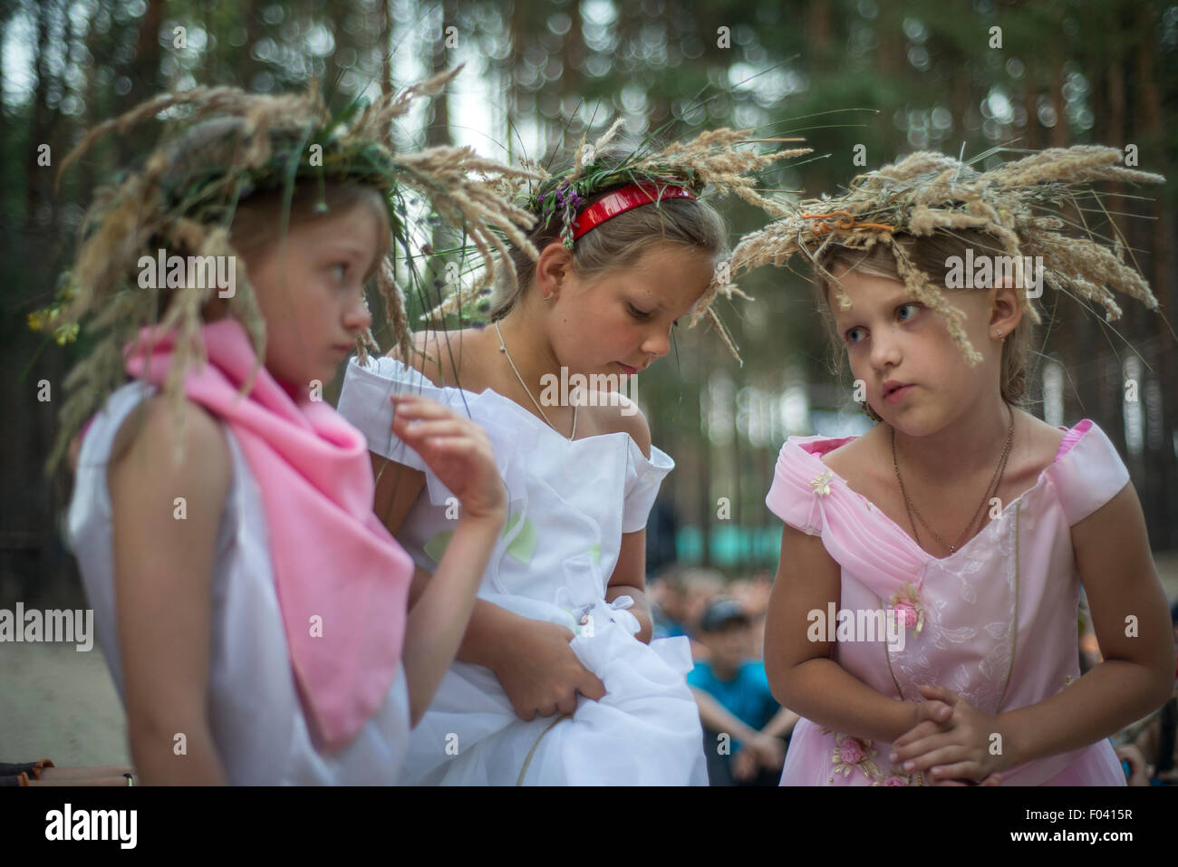Girl scouts during a festival in Ukrainian scout training camp, Kiev ...