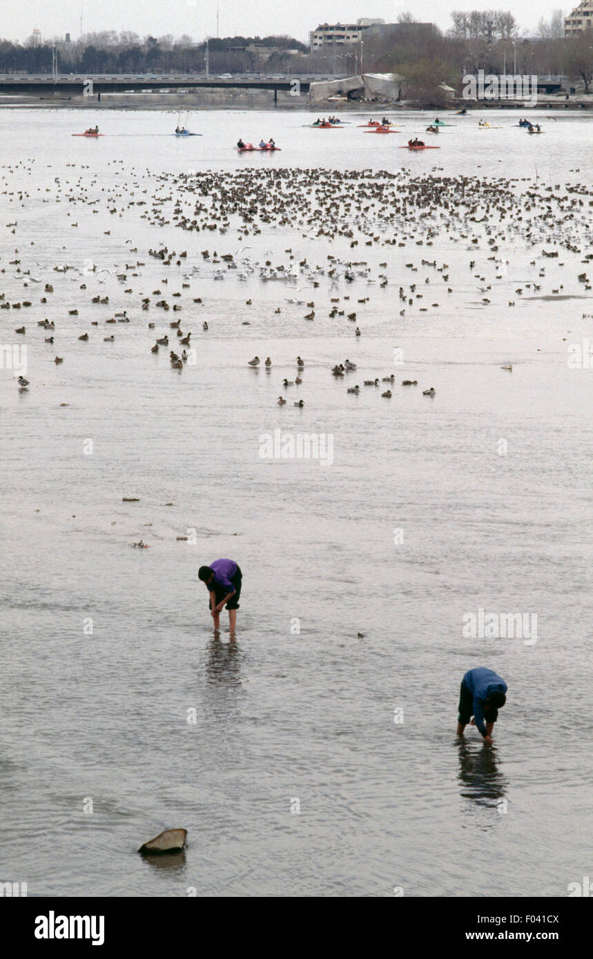 The Zayande-Rud or Zayanderud river seen from Si-o-Seh Pol (The Bridge ...