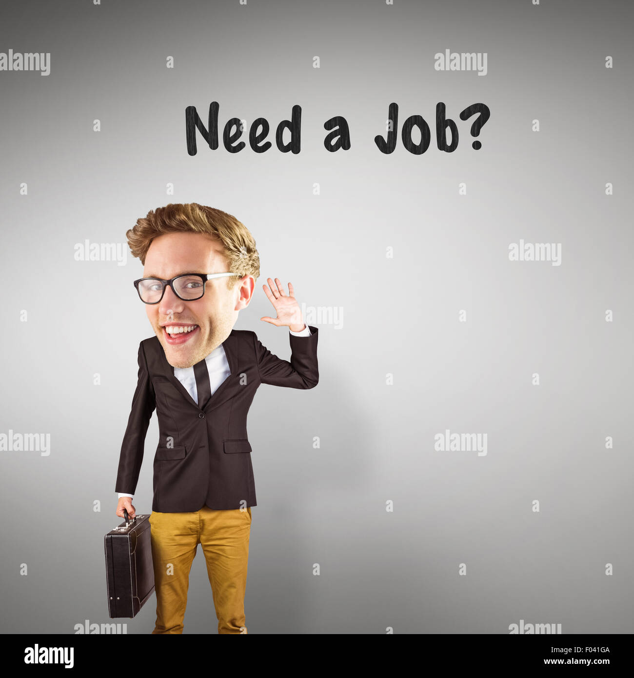 Composite image of nerd smiling and waving Stock Photo - Alamy