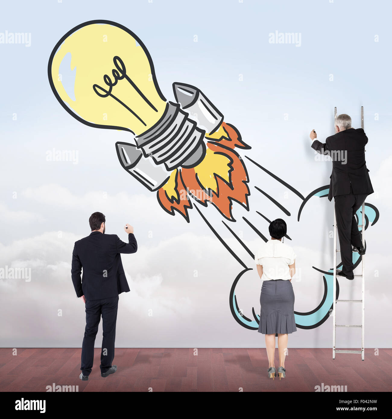 Composite image of business team writing Stock Photo - Alamy