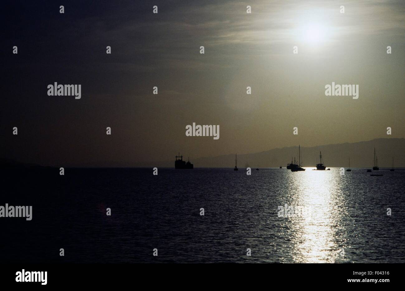 Backlit view of boats, Red Sea, Djibouti Stock Photo - Alamy
