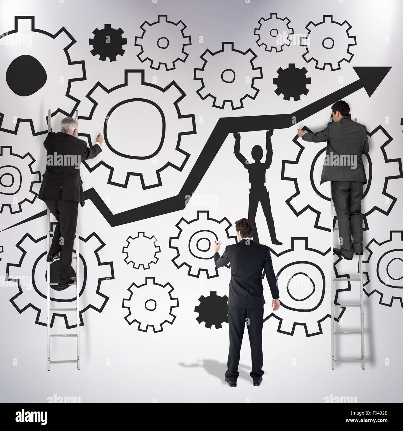 Composite image of business team writing Stock Photo - Alamy