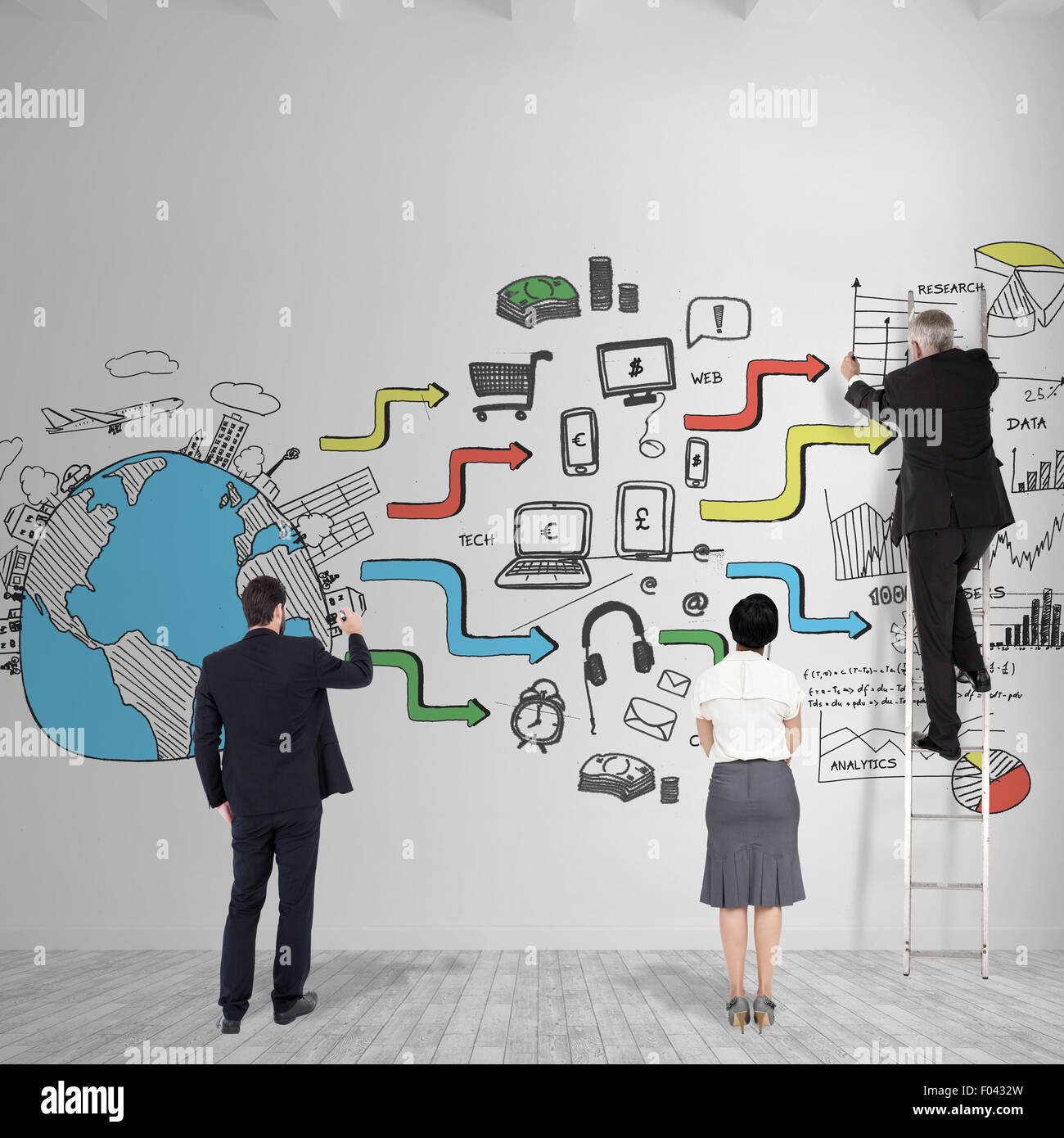 Composite image of business team writing Stock Photo - Alamy