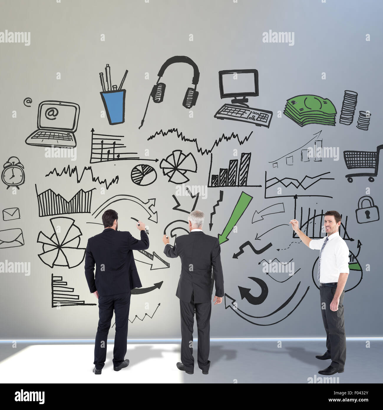 Composite image of business team writing Stock Photo - Alamy