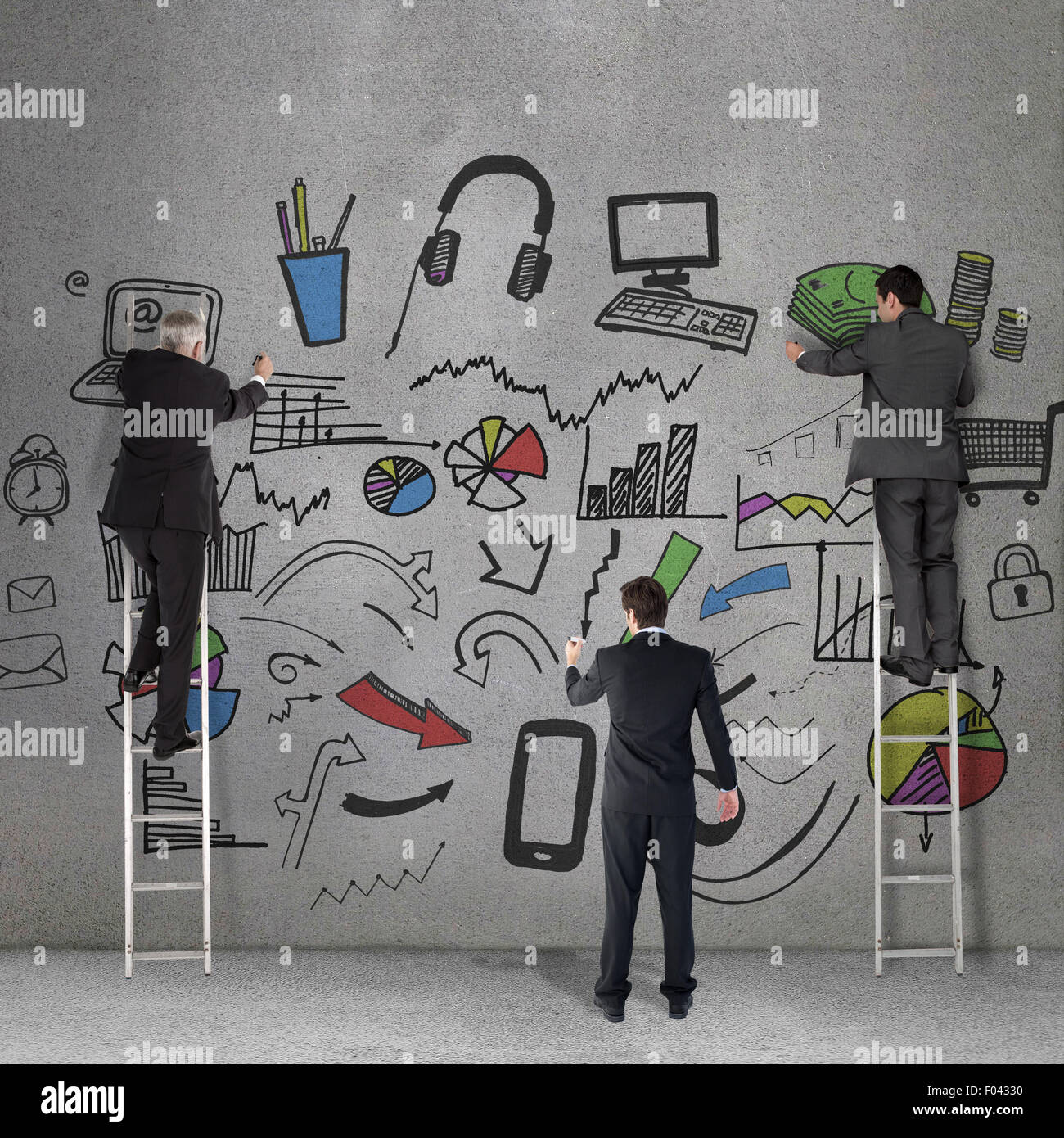 Composite image of business team writing Stock Photo - Alamy