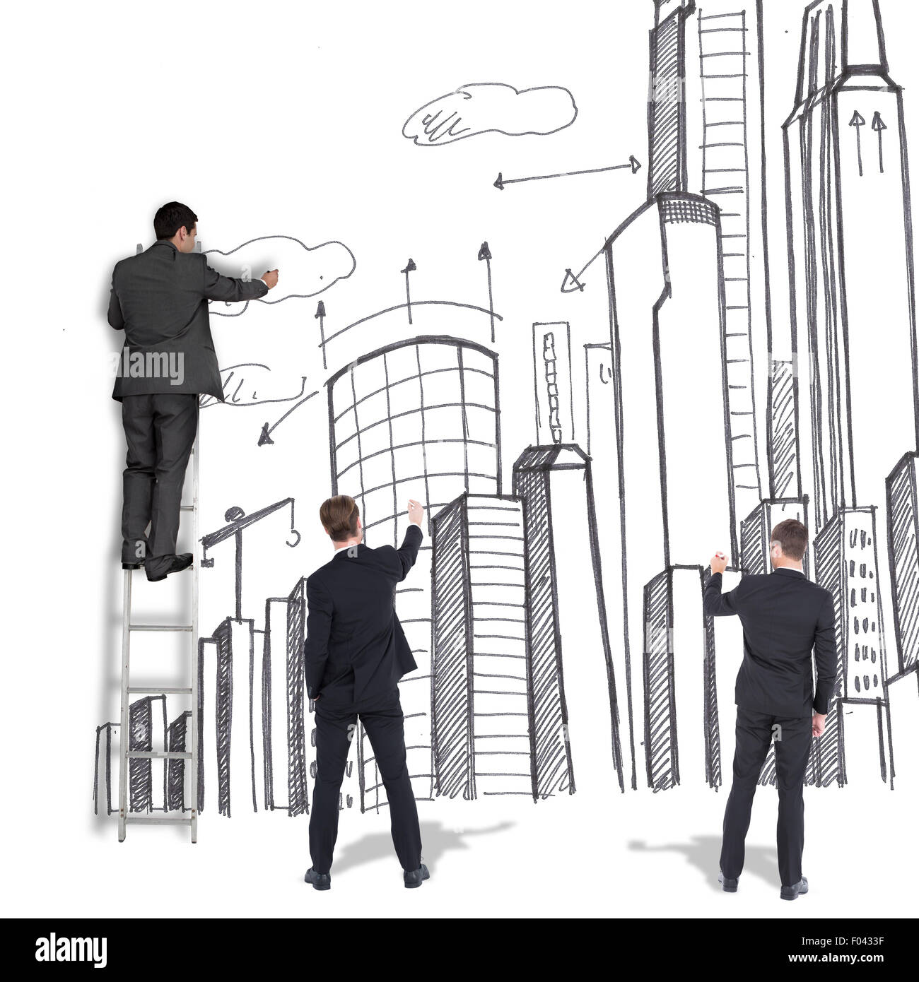 Composite image of business team writing Stock Photo - Alamy