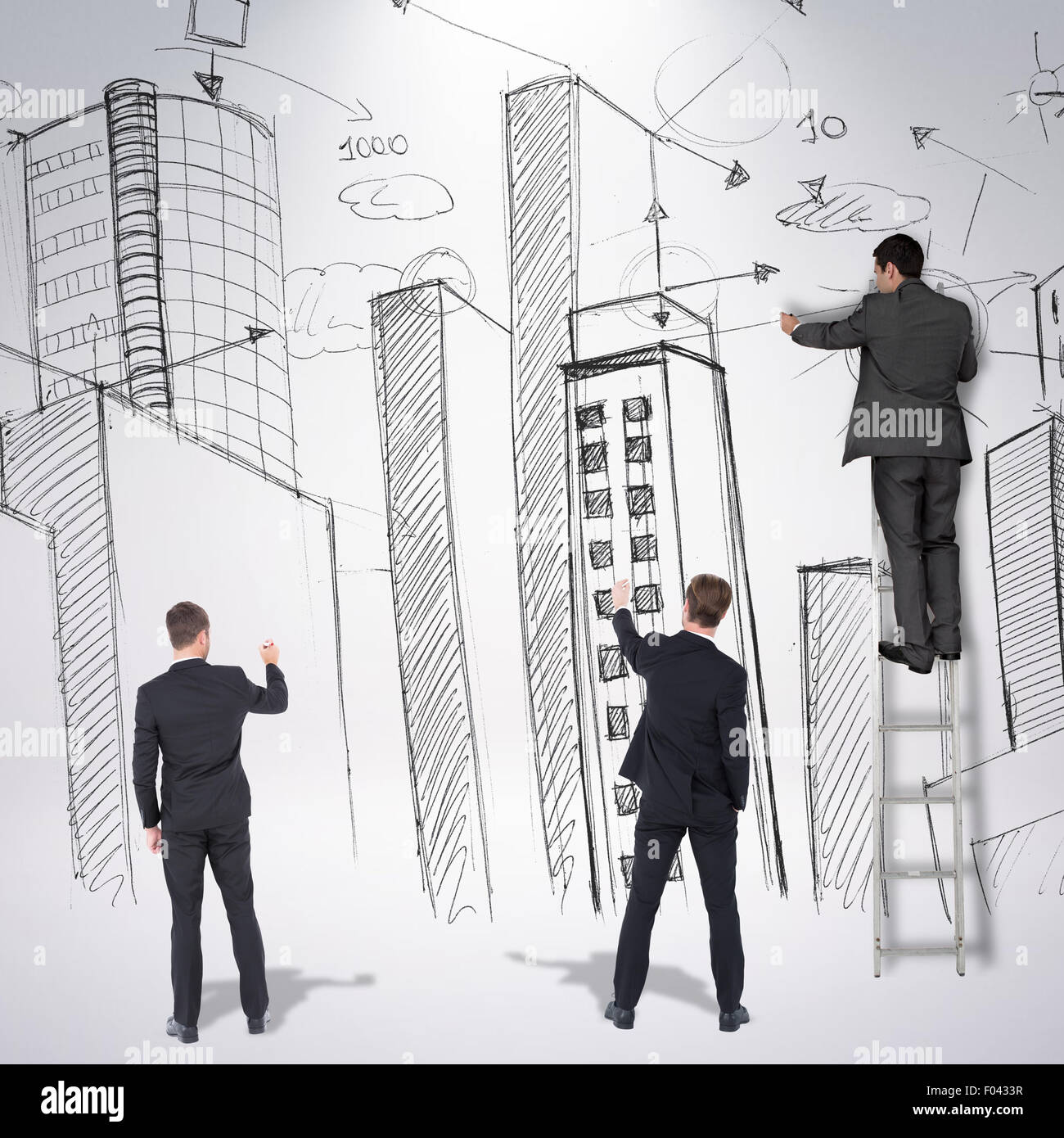 Composite image of business team writing Stock Photo - Alamy