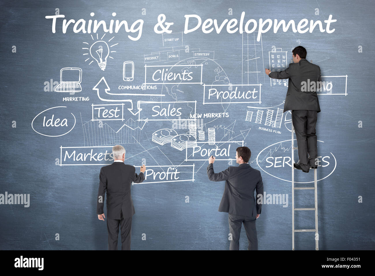 Composite image of business team writing Stock Photo - Alamy