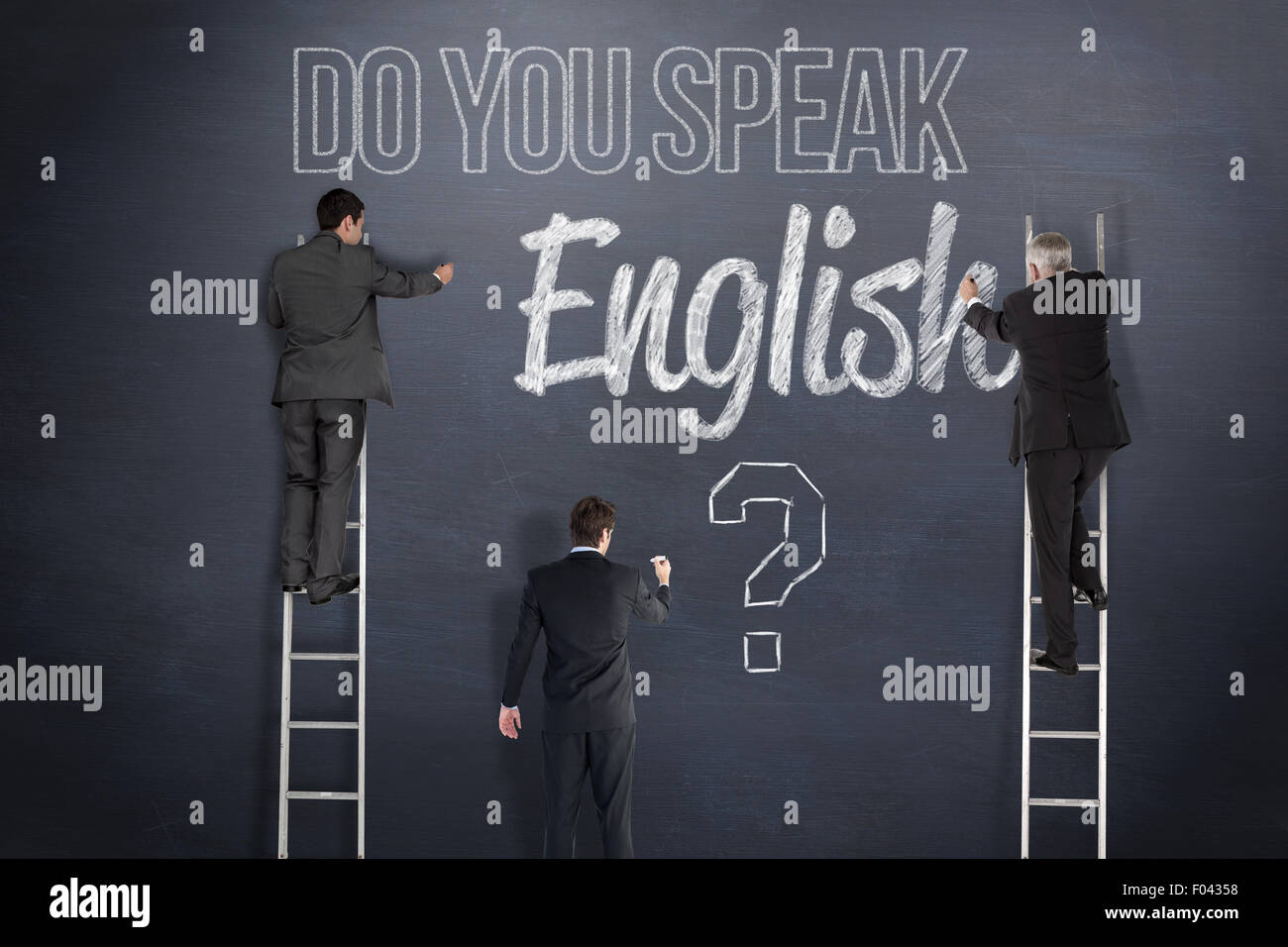 Composite image of business team writing Stock Photo - Alamy