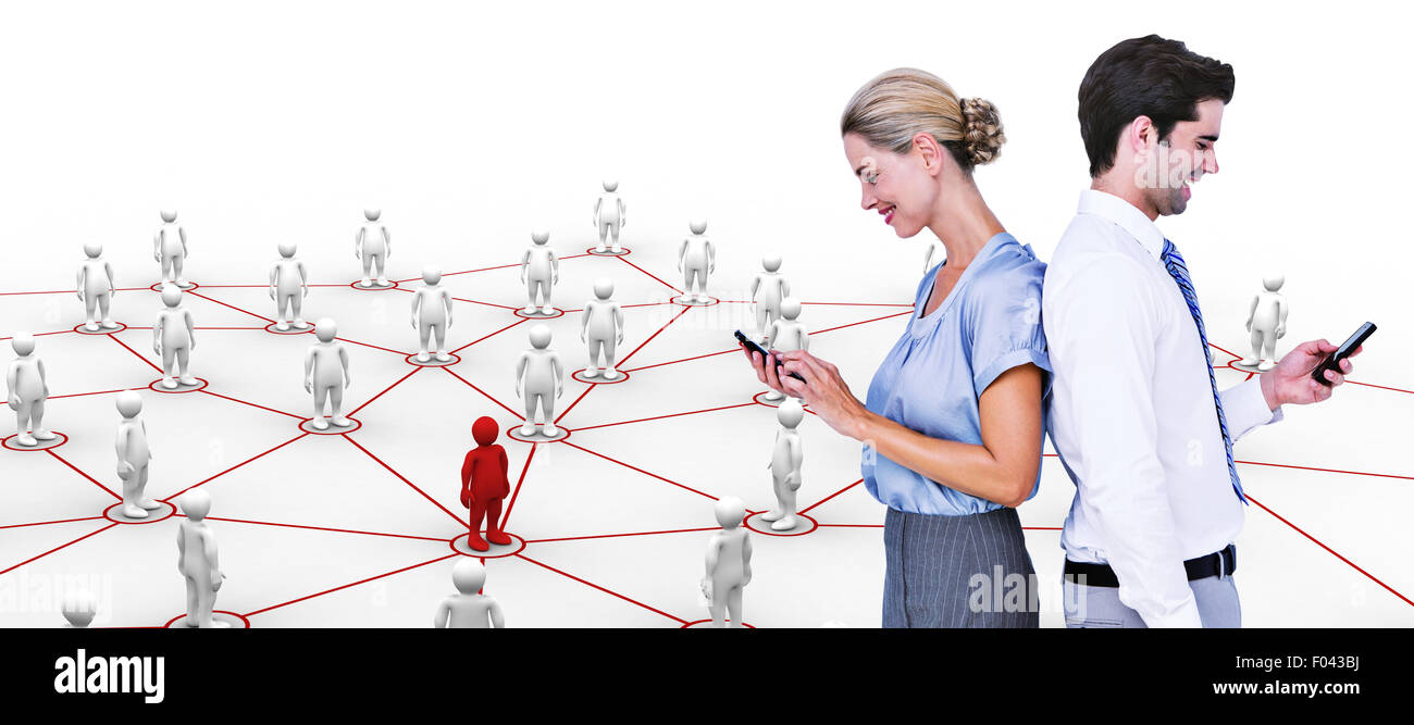 Composite image of business people using smartphone back to back Stock ...