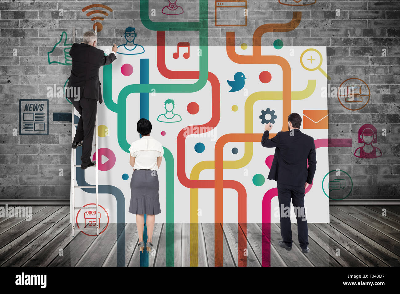 Composite image of business team writing Stock Photo - Alamy