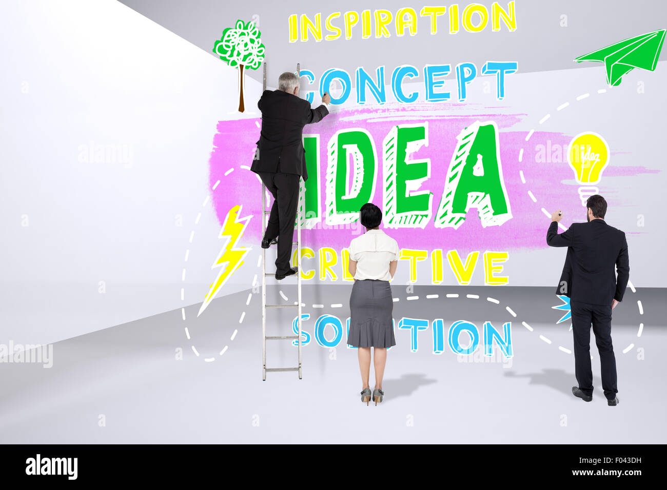 Composite image of business team writing Stock Photo - Alamy