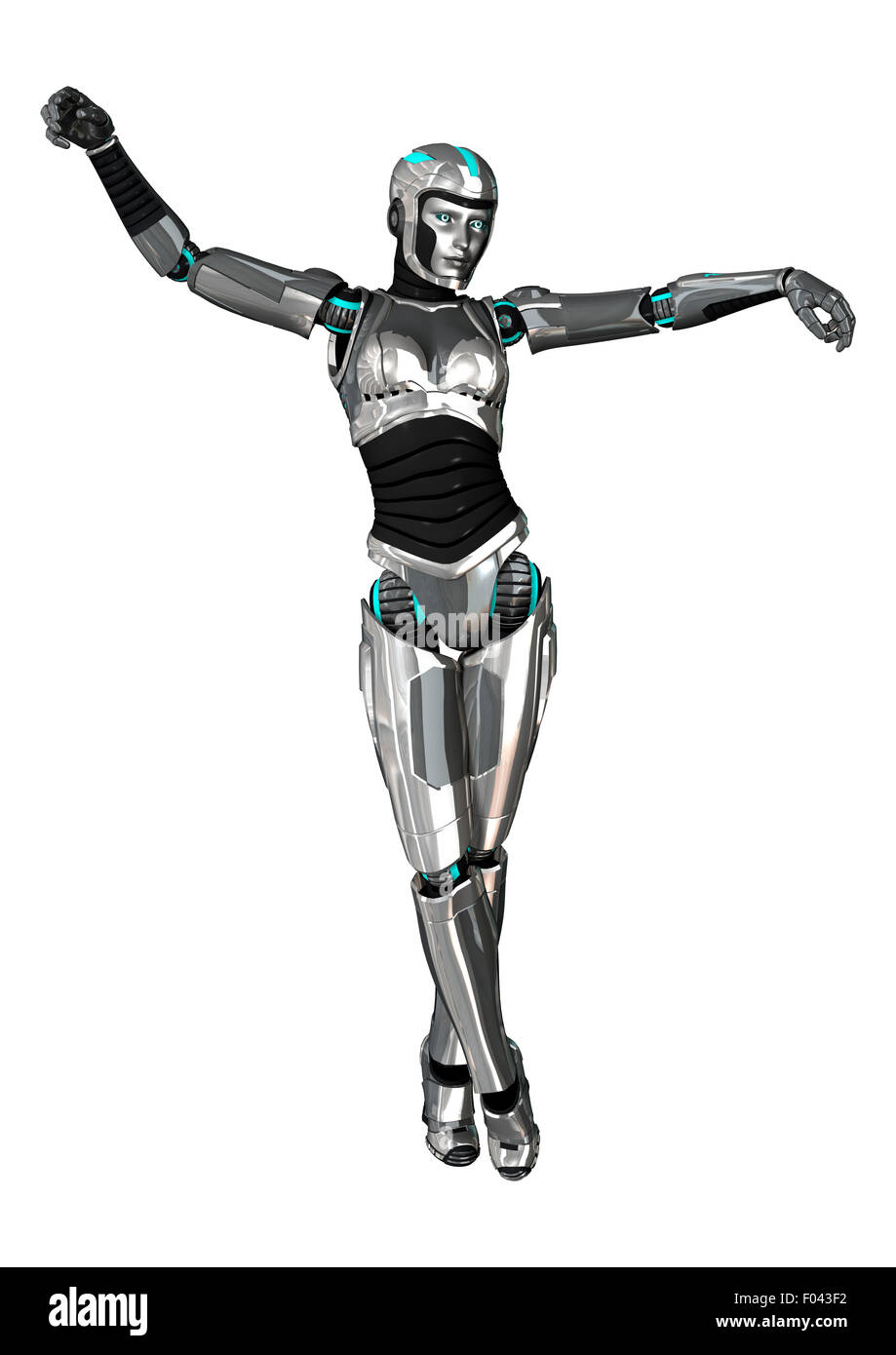 3D digital render of a female cyborg isolated on white background Stock ...
