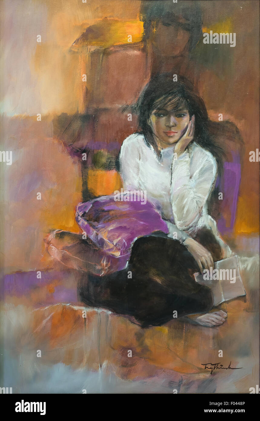 Modern styled painting of woman by Vietnamese artist, Museum of Art ...