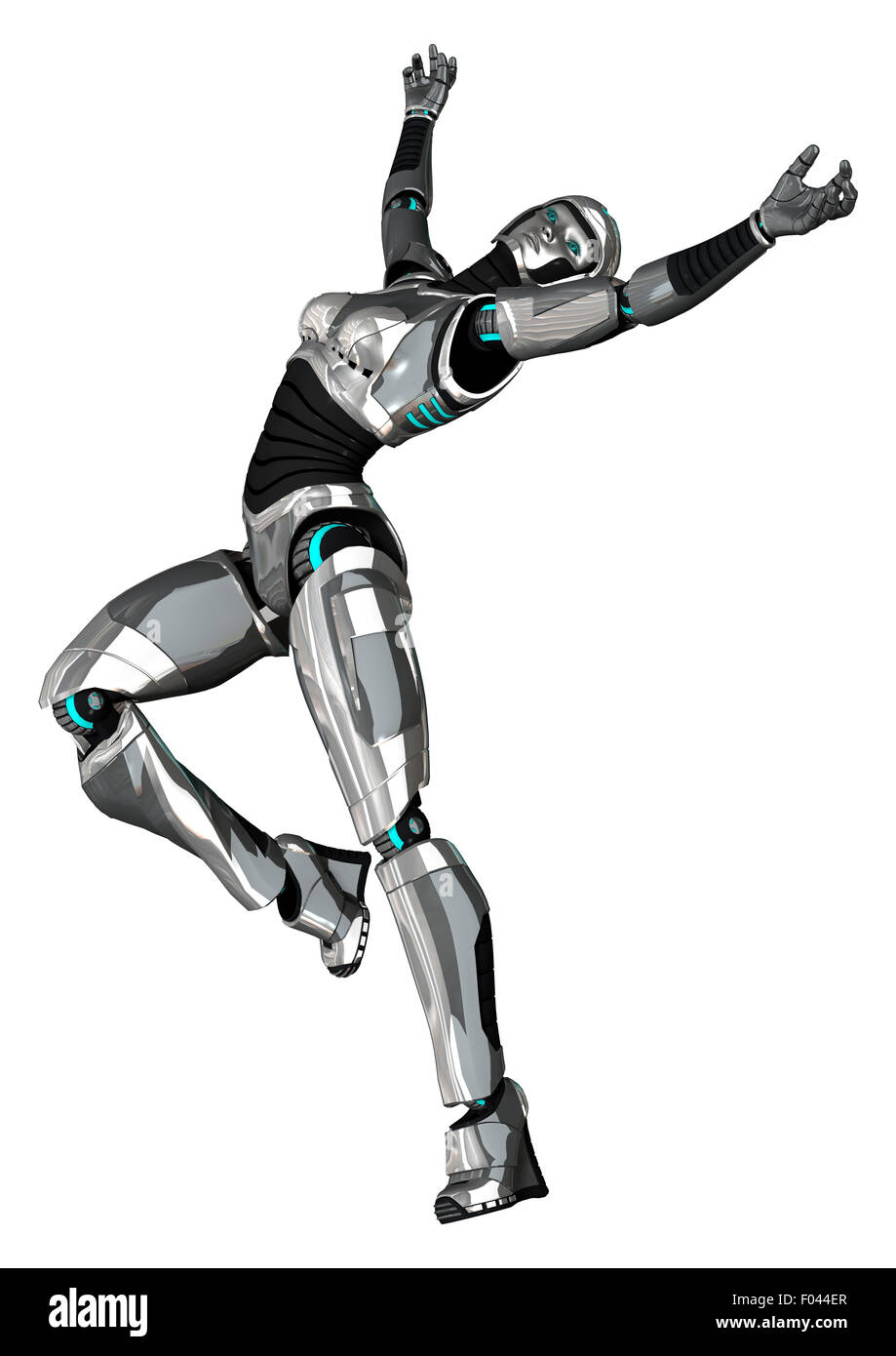 3D digital render of a female cyborg isolated on white background Stock ...