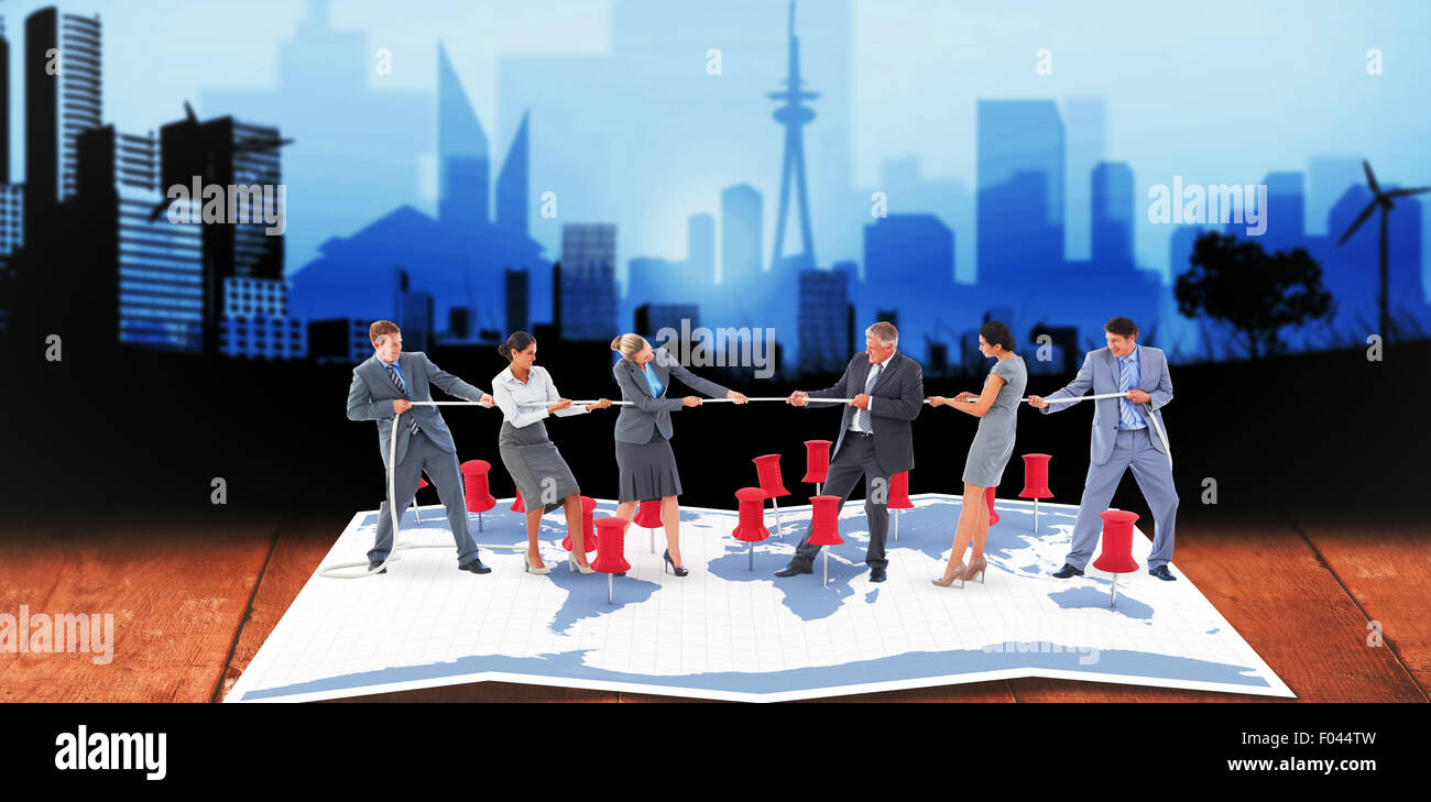 Silhouette businessman team pulling hi-res stock photography and images ...