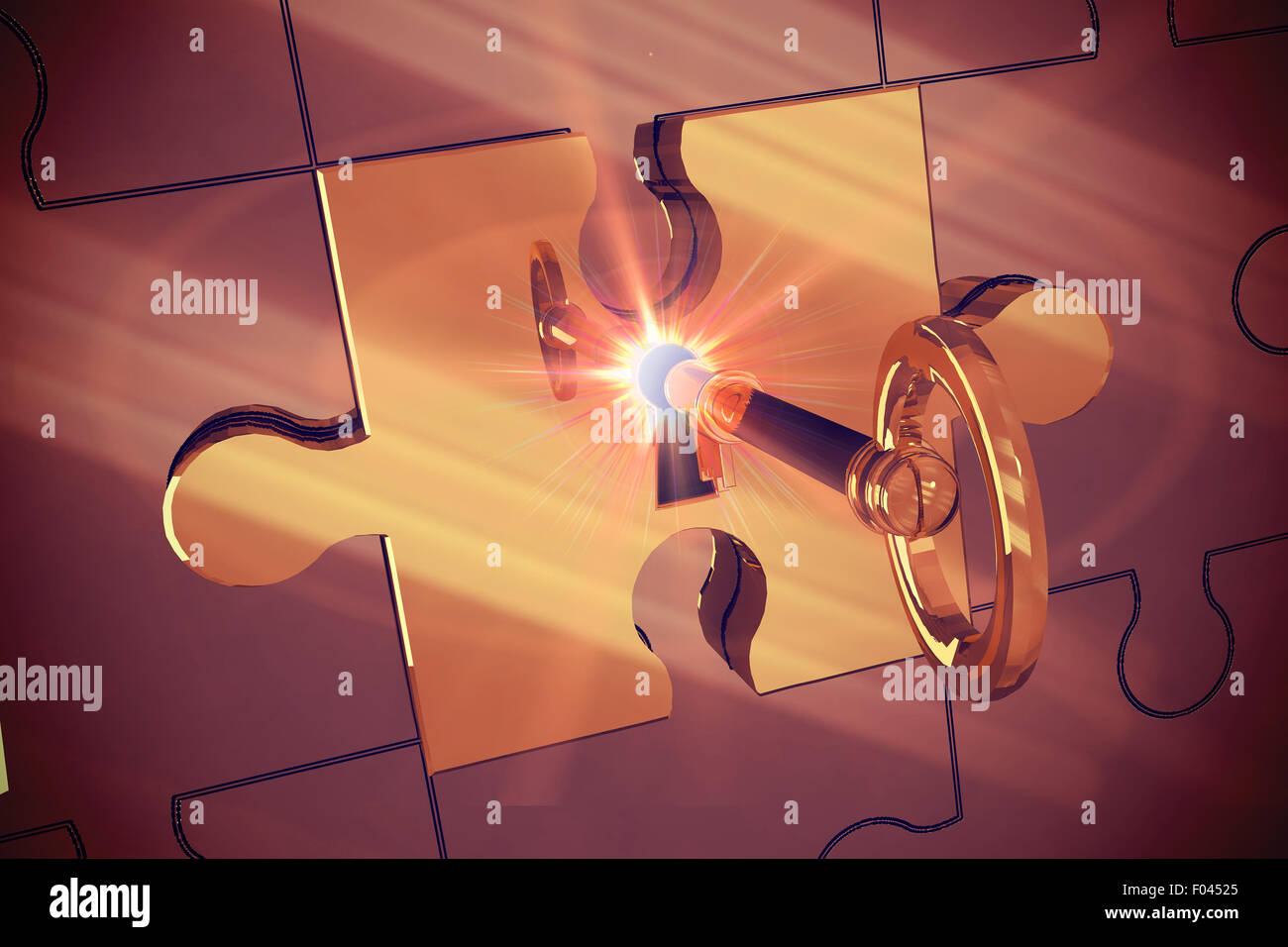 Key unlocking jigsaw Stock Photo - Alamy
