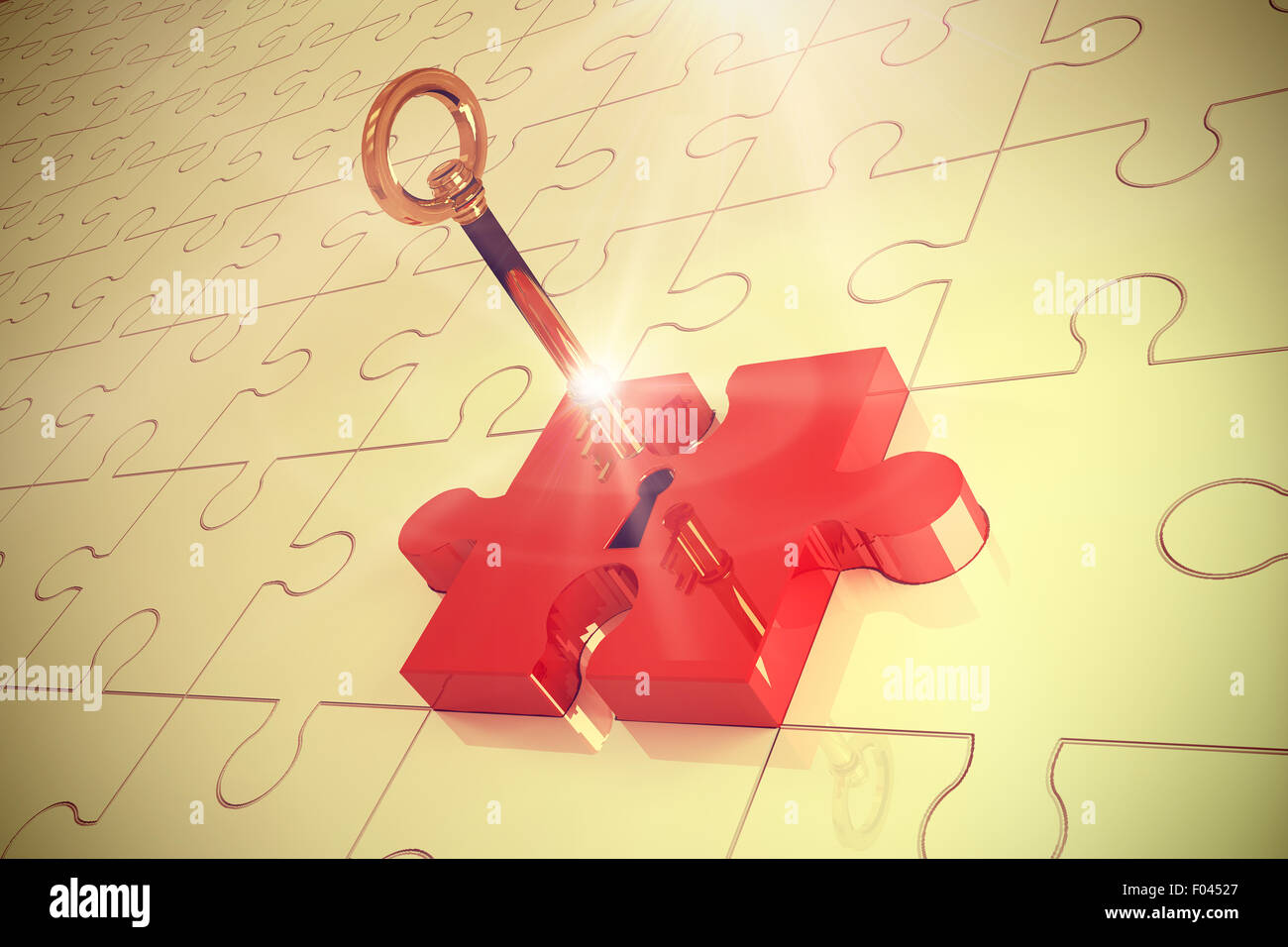 Key unlocking jigsaw Stock Photo - Alamy